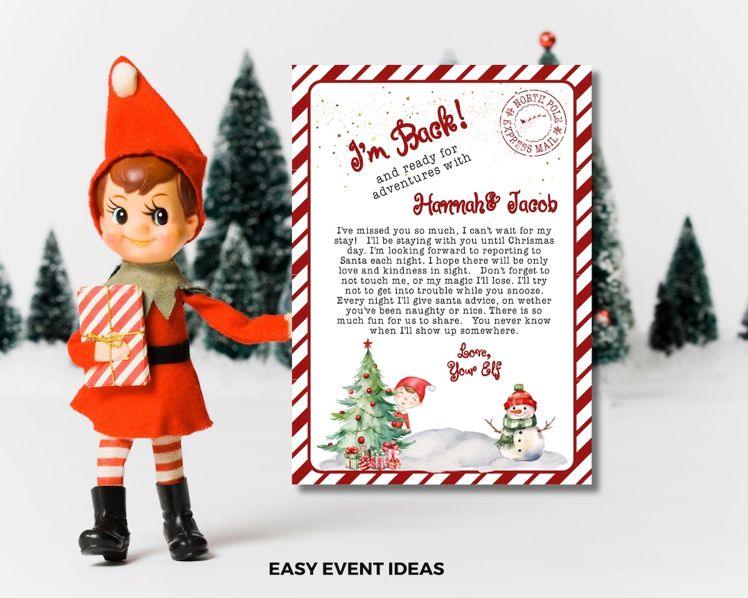 Editable Elf Arrival Letter Elf Return Letter Christmas Elf I'm Back ...