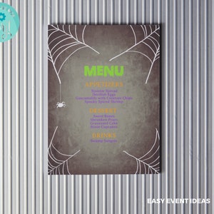 Editable HALLOWEEN Party Menu, Halloween Food Sign, Halloween Menu Sign ...