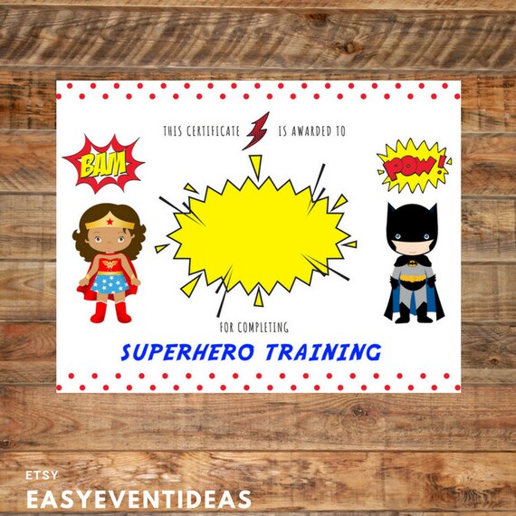 Printable Superhero Training Certificate for Birthday Instant | Etsy UK