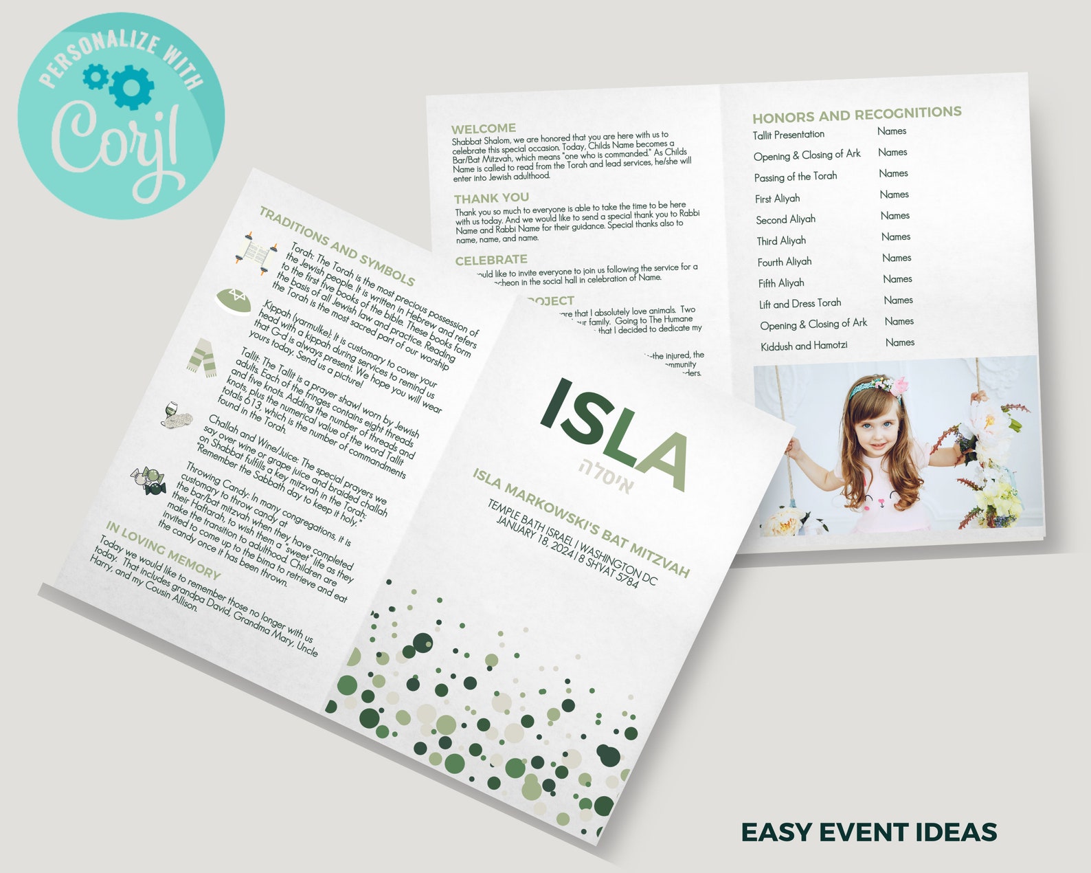 Falling Dot Mitzvah Program Template, Bat Mitzvah Program, Bar Mitzvah ...