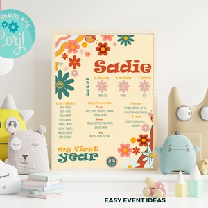 Retro Birthday, Groovy Birthday, Party Hippie 70s Party, Editable ...