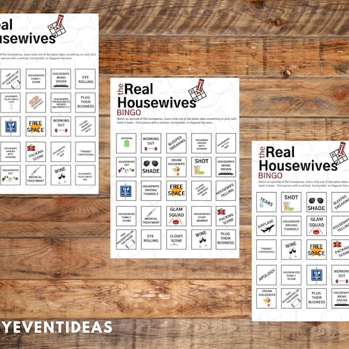 The Real Housewives Bingo Game for 10 Real Housewives - Etsy