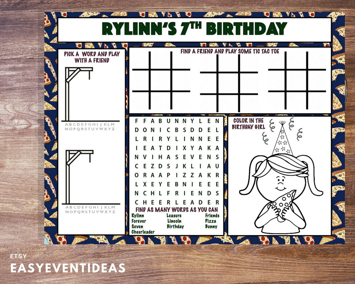 Personalized Activity Placemats Download and Print at Home - Etsy