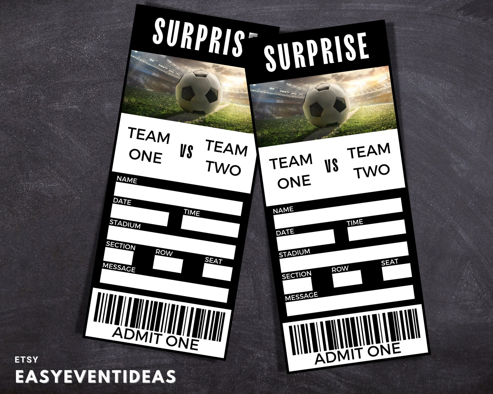 Printable Gift Soccer Tickets | Editable Soccer Tickets | Fake Surprise ...