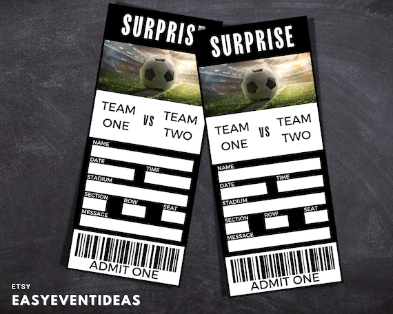 Printable Gift Soccer Tickets Editable Soccer Tickets Fake | Etsy