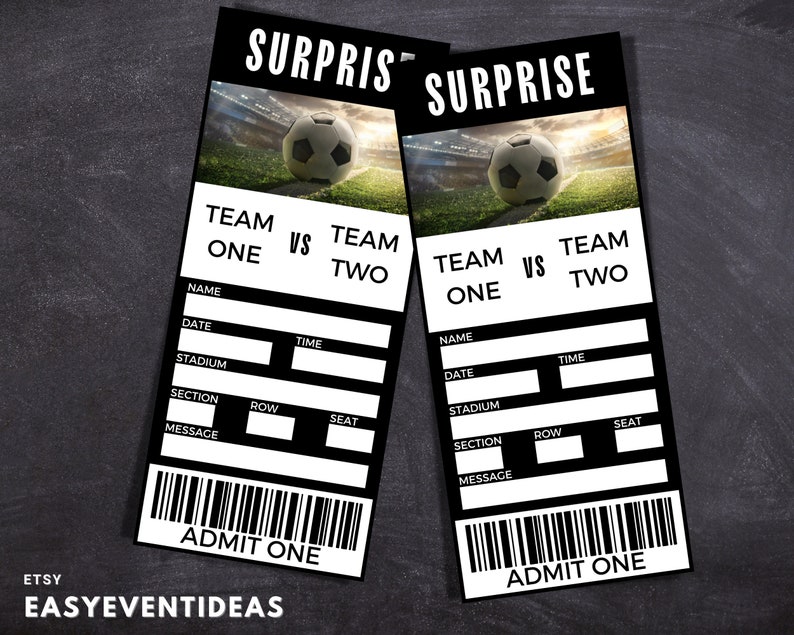 Printable Gift Soccer Tickets | Editable Soccer Tickets | Fake Surprise ...