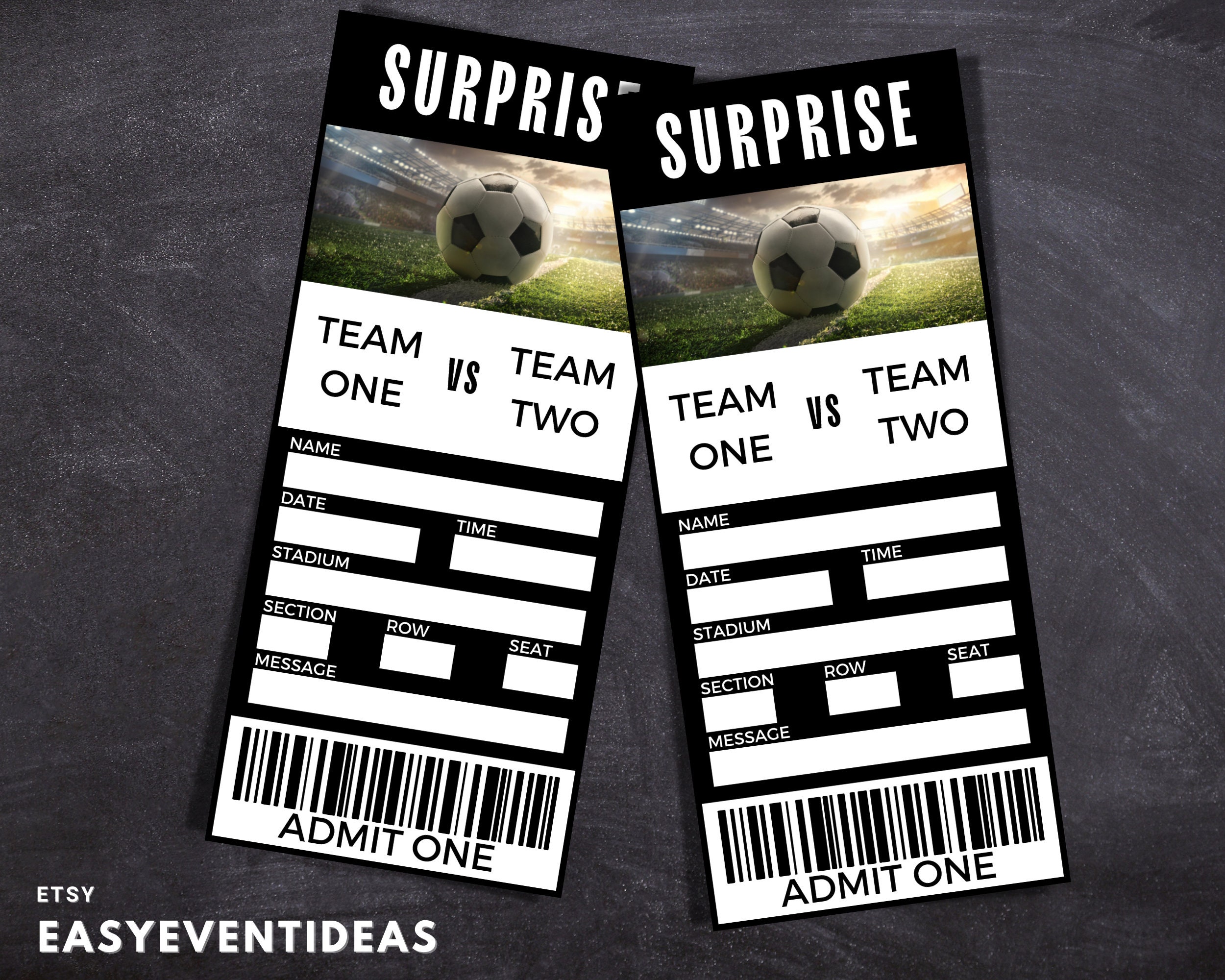 Printable Gift Soccer Tickets | Editable Soccer Tickets | Fake Surprise ...