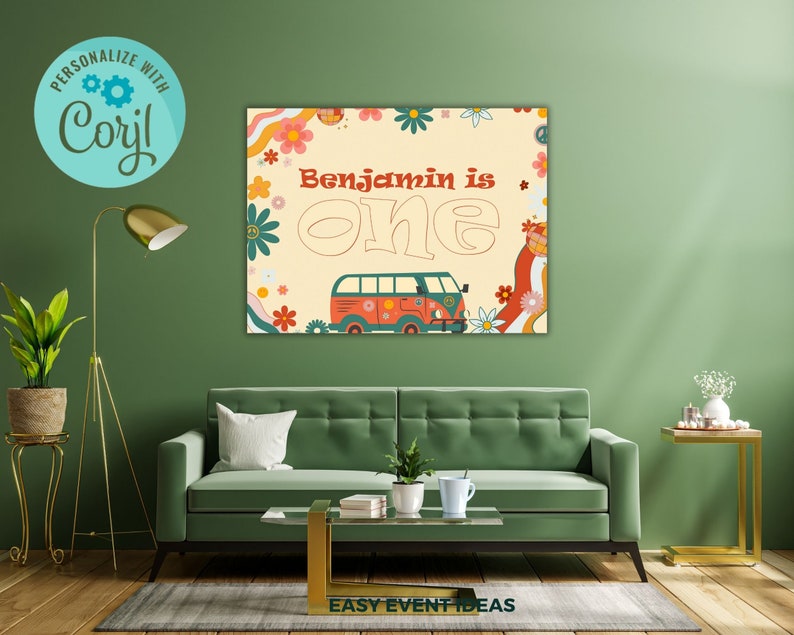 Retro Birthday Backdrop, Groovy Birthday Backdrop, Party Hippie 70s ...