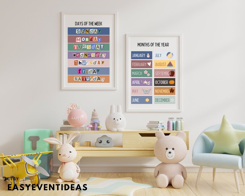 Educational Months Poster Homeschool Printable Classroom Poster Months ...