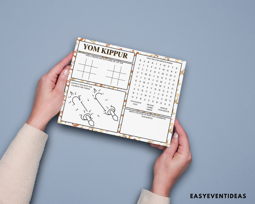 Yom Kippur Activity Printable Placemat Instant Download Break Fast ...