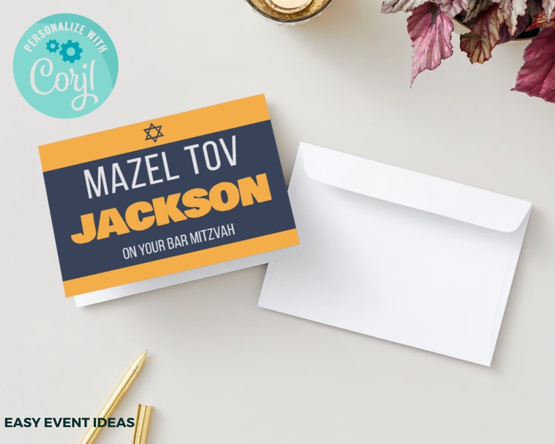 Personalized Mitzvah Card Template, Bat Mitzvah Card, Bar Card Program ...