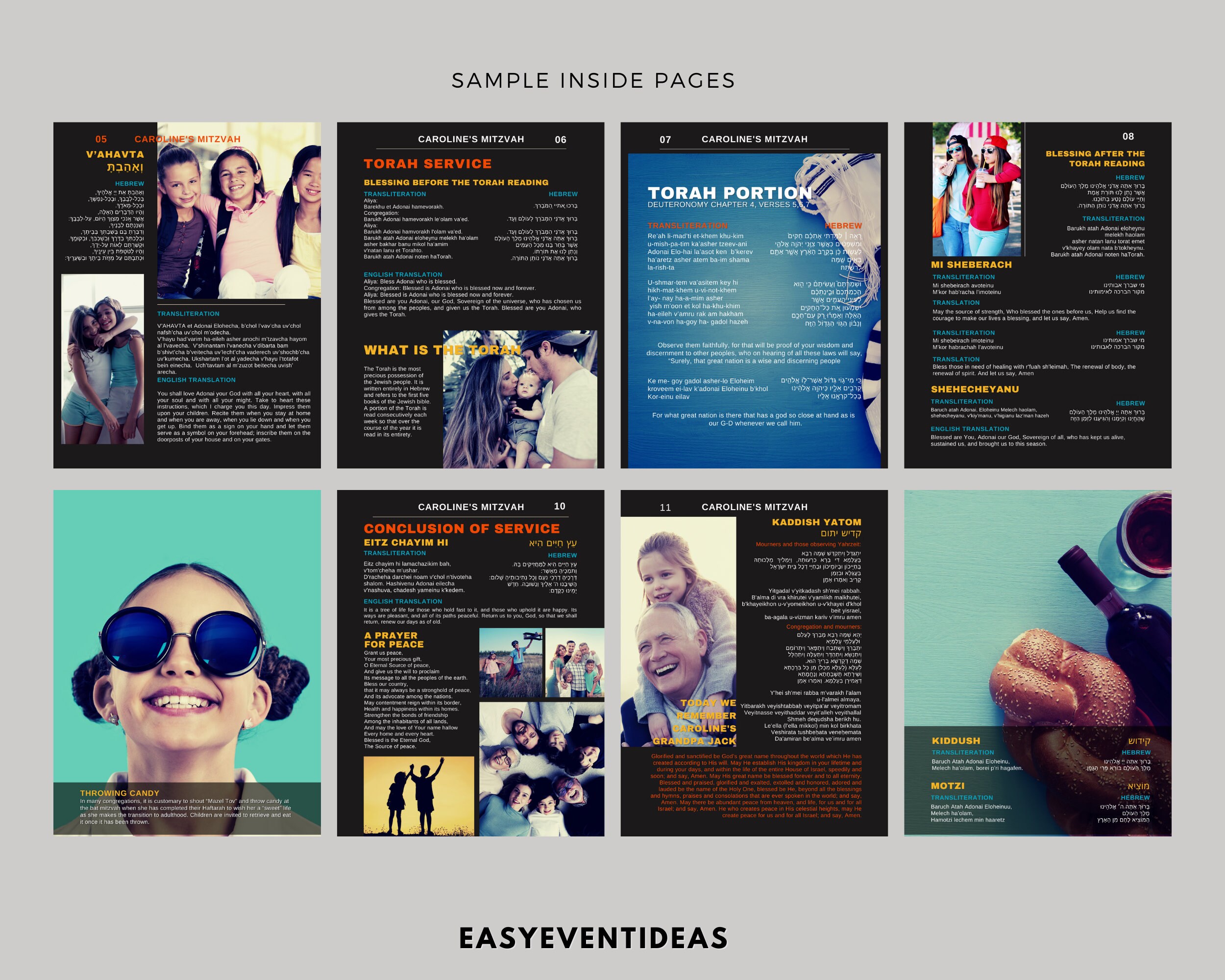 Magazine Style Mitzvah Program Prayer Booklet, Bat Mitzvah Program, Bar ...