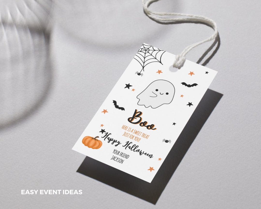 Editable Halloween Treat Tag, Ghost & Pumpkin Design (instant Download ...
