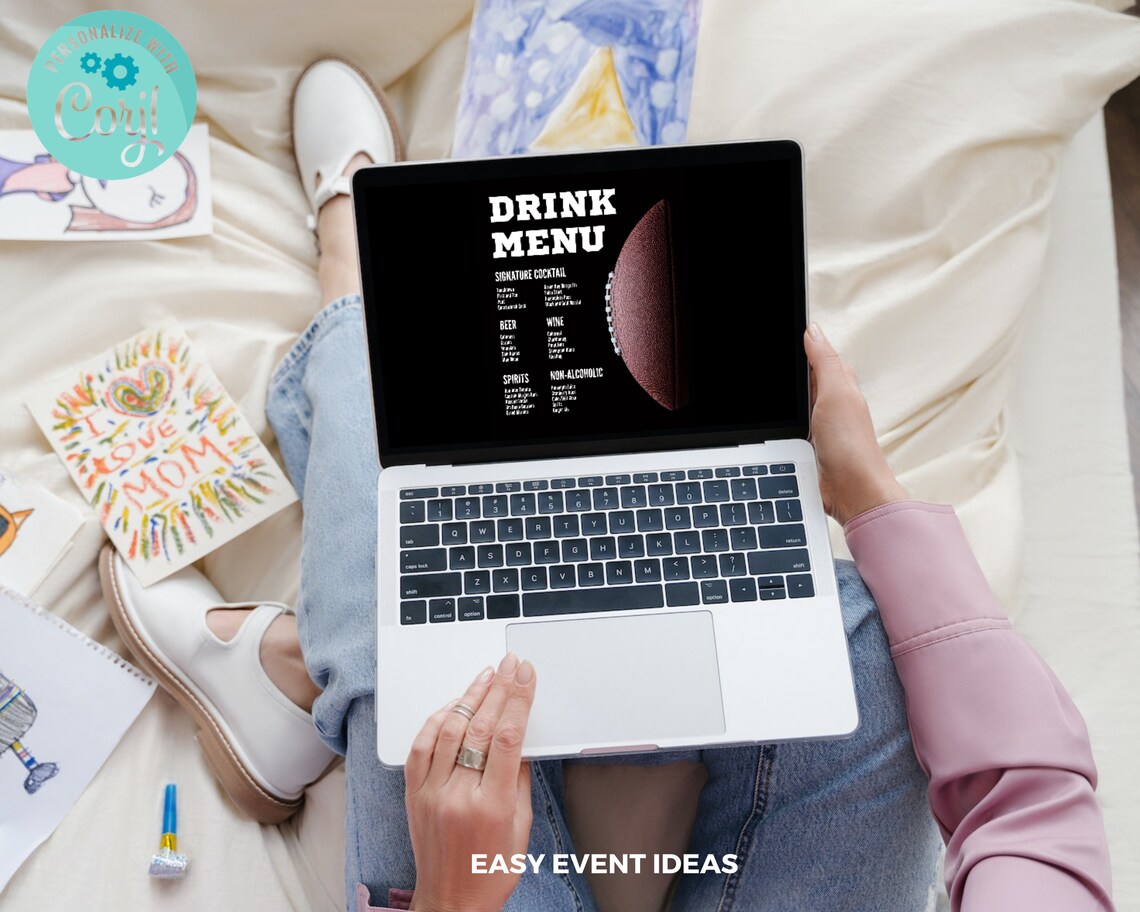 Editable FOOTBALL Party Bar Menu, Game Day Drink Sign, Super Bowl Menu ...