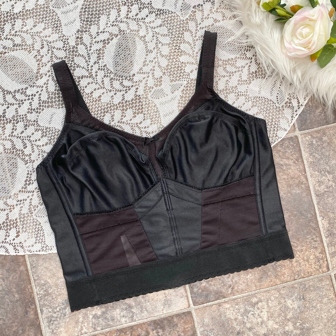 Vintage Tuxedo Black Long Line Bra Top - Etsy