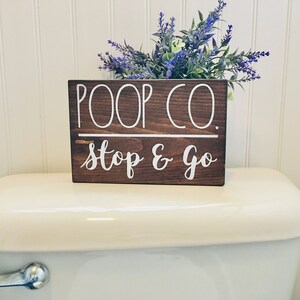 Funny Bathroom Signs Poop Signs Rustic Bathroom Decor Poop Co. Stop and ...