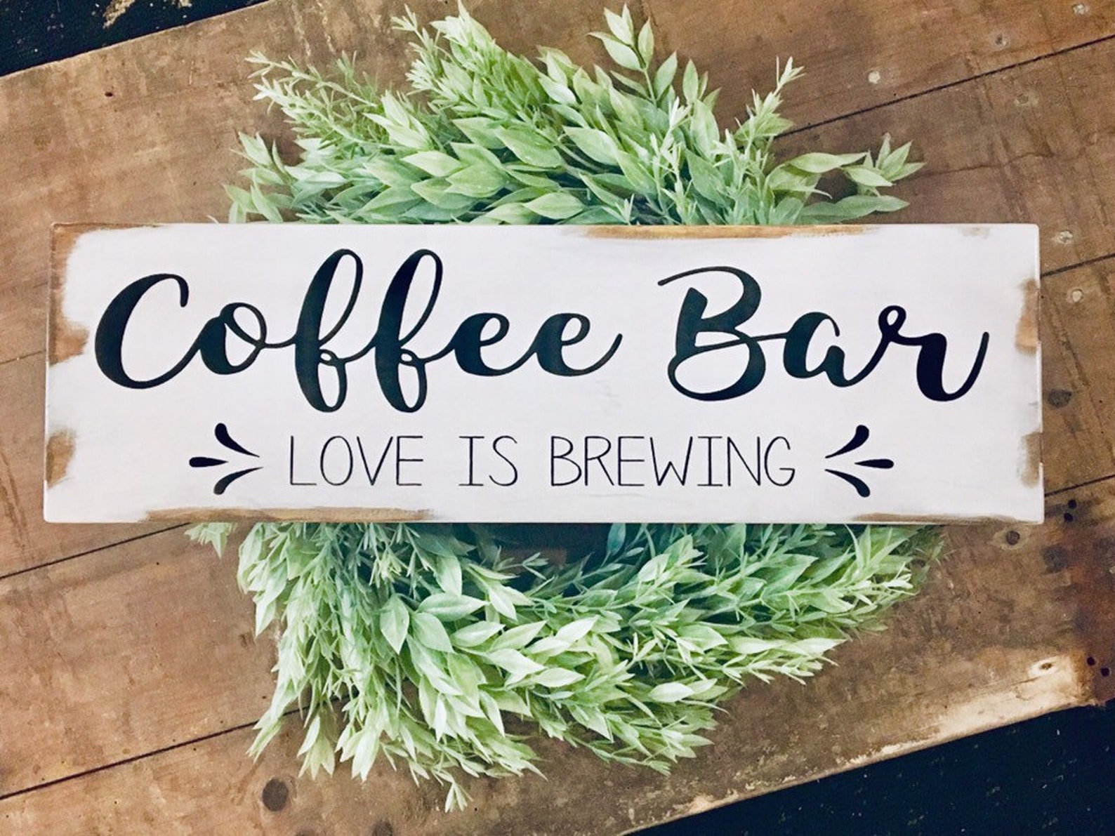 Coffee Bar White Rustic Wood Painted Sign Coffee Bar Love is - Etsy