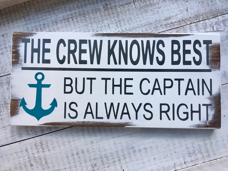 Nautical Sign Captain Crew Wood Sign Funny Signs Anchor - Etsy