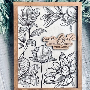 Botanical Boho Engraved Painted Framed Wood Sign Boho Wall Art ...