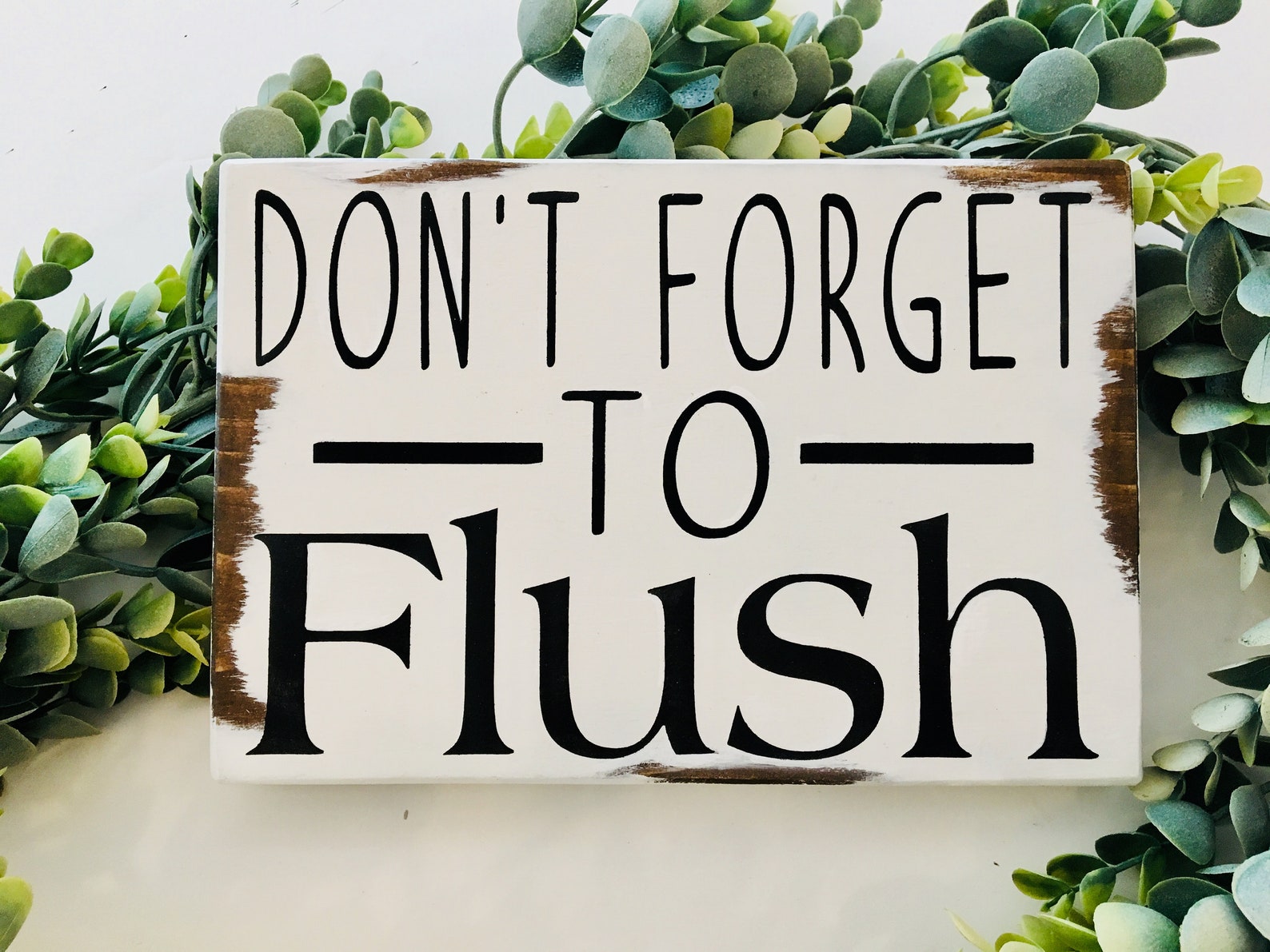 Don't Forget to Flush Wood Sign Rustic Bathroom Decor - Etsy