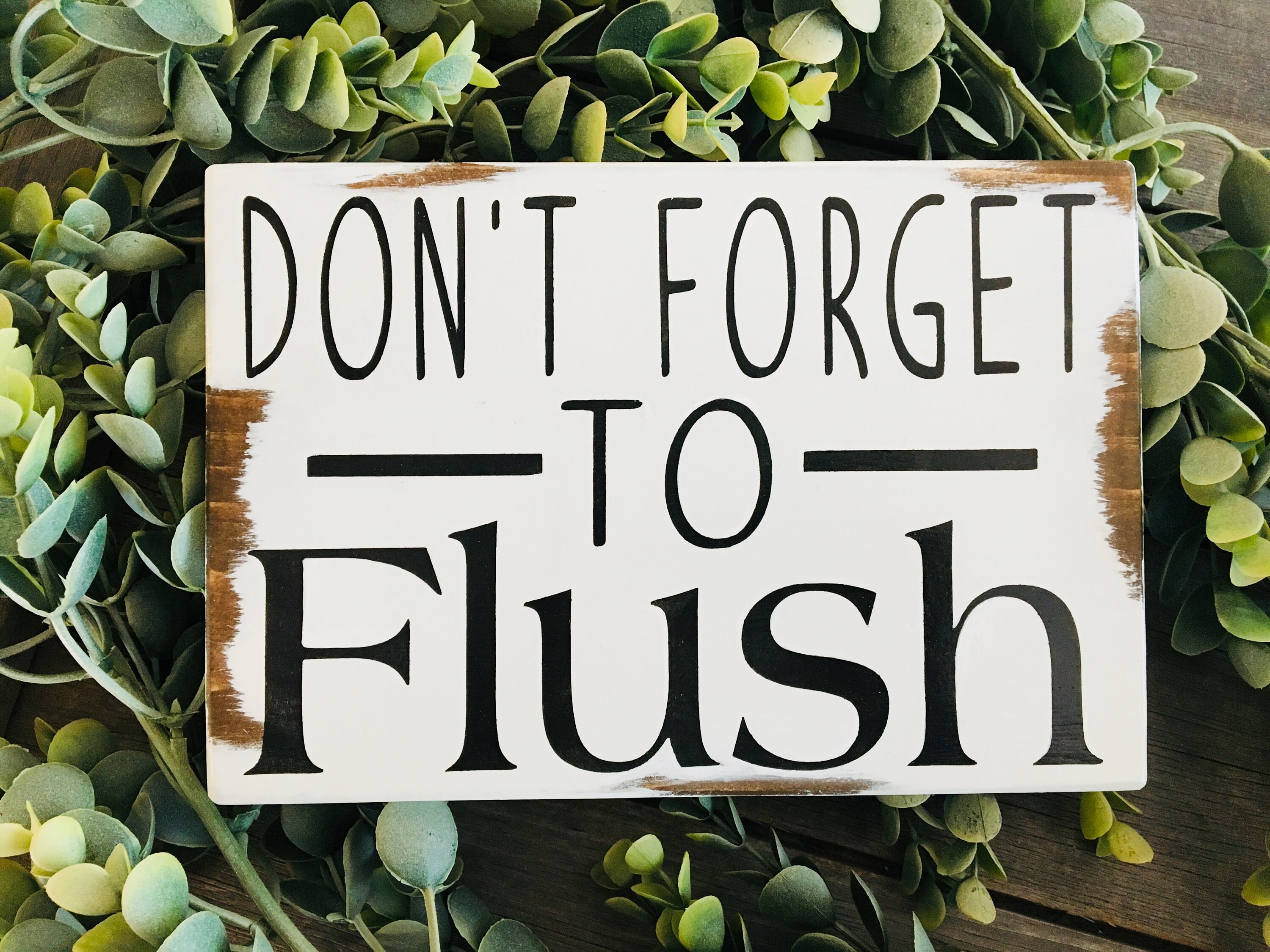 Don't Forget to Flush Wood Sign Rustic Bathroom Decor - Etsy