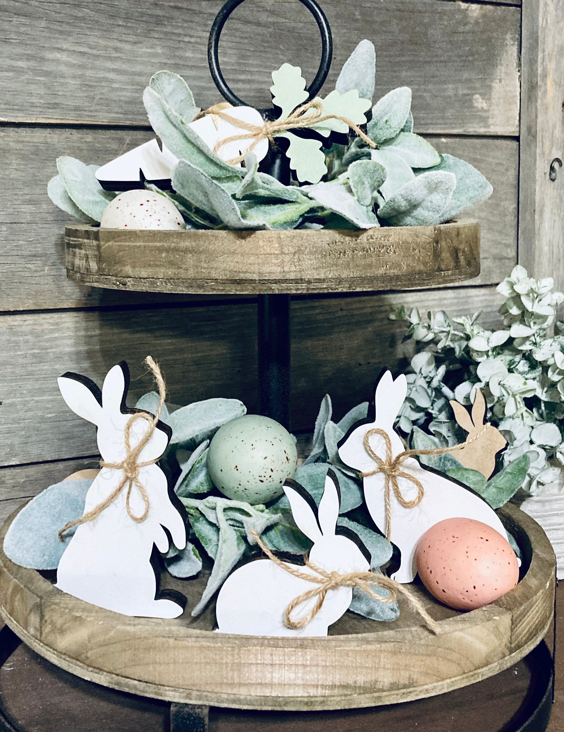Bunny Tiered Tray Decor Wood Carrot and Bunny Farmhouse - Etsy