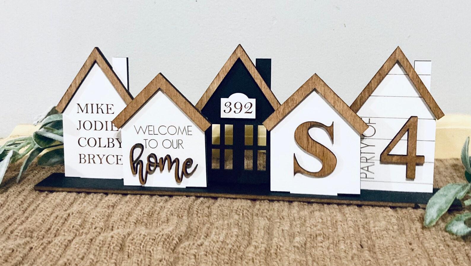 Family House Centerpiece Personalized Family Name Decor Farmhouse ...
