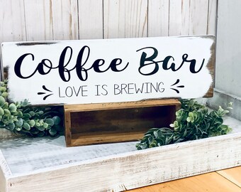 Coffee Bar Rustic Farmhouse Wood Sign White Farmhouse Signs | Etsy