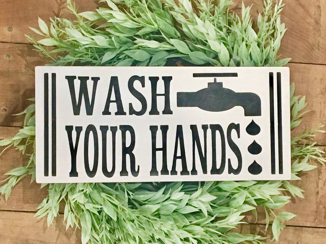 Bathroom Wall Decor Wash Your Hands White Farmhouse Bathroom - Etsy