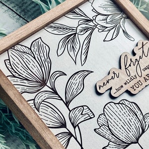 Botanical Boho Engraved Painted Framed Wood Sign Boho Wall Art ...