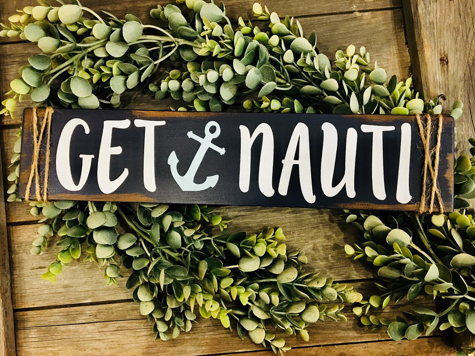 Get Nauti Rustic Wood Sign, Nautical Beach Wall Decor - Etsy