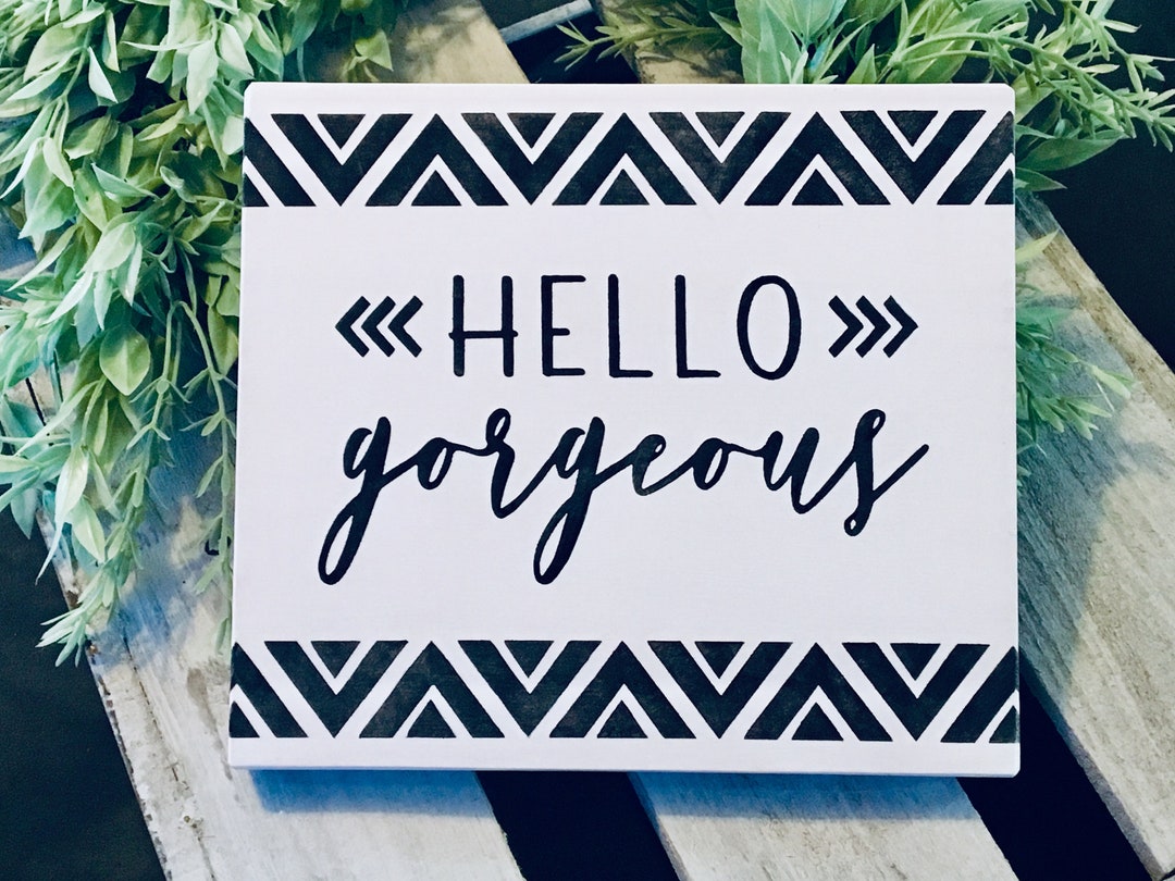 Boho Tribal Nursery Wall Decor Hello Gorgeous Boho Sign Nursery Sign ...