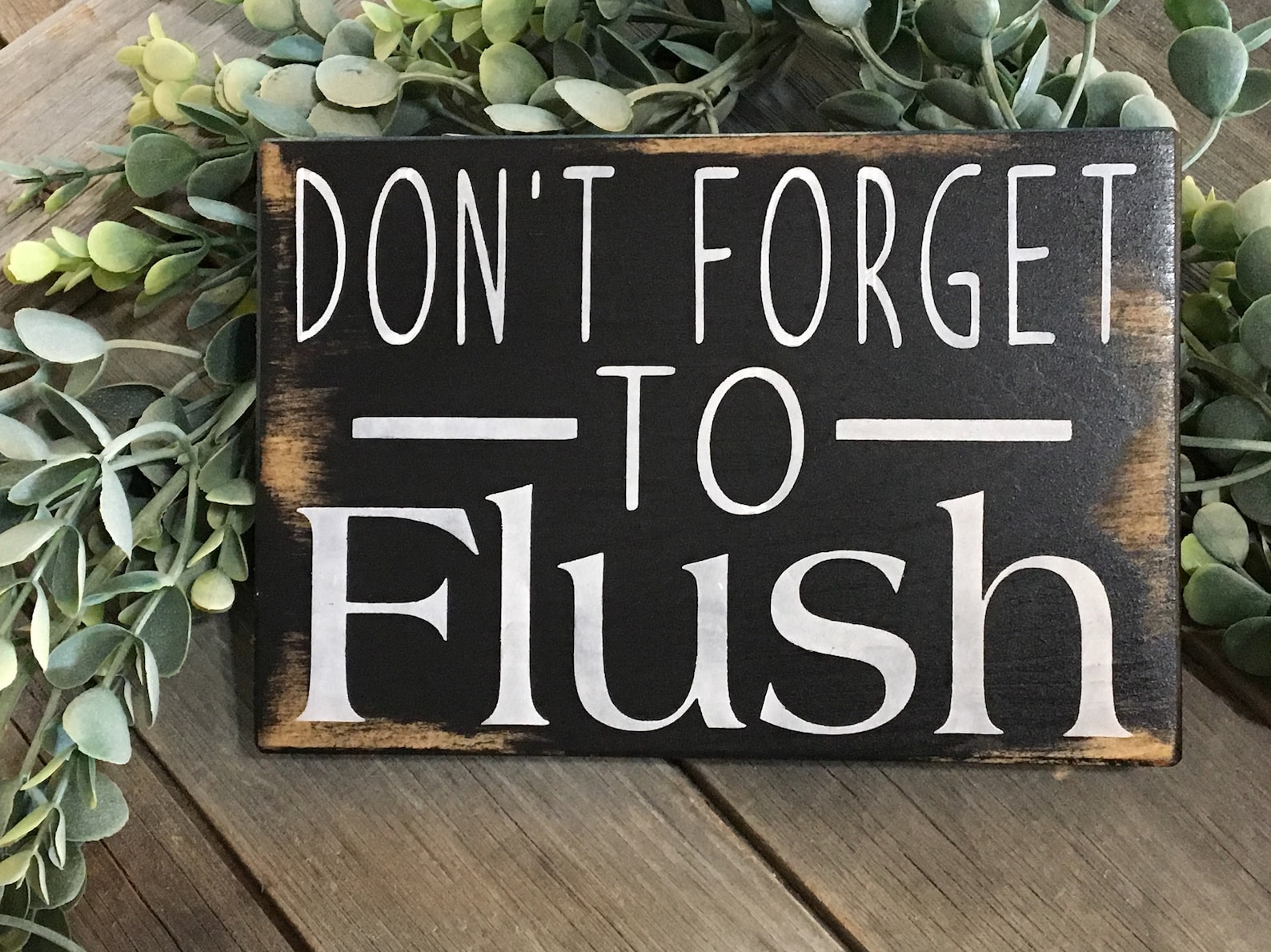 Don't Forget to Flush Wood Sign Rustic Bathroom Decor - Etsy