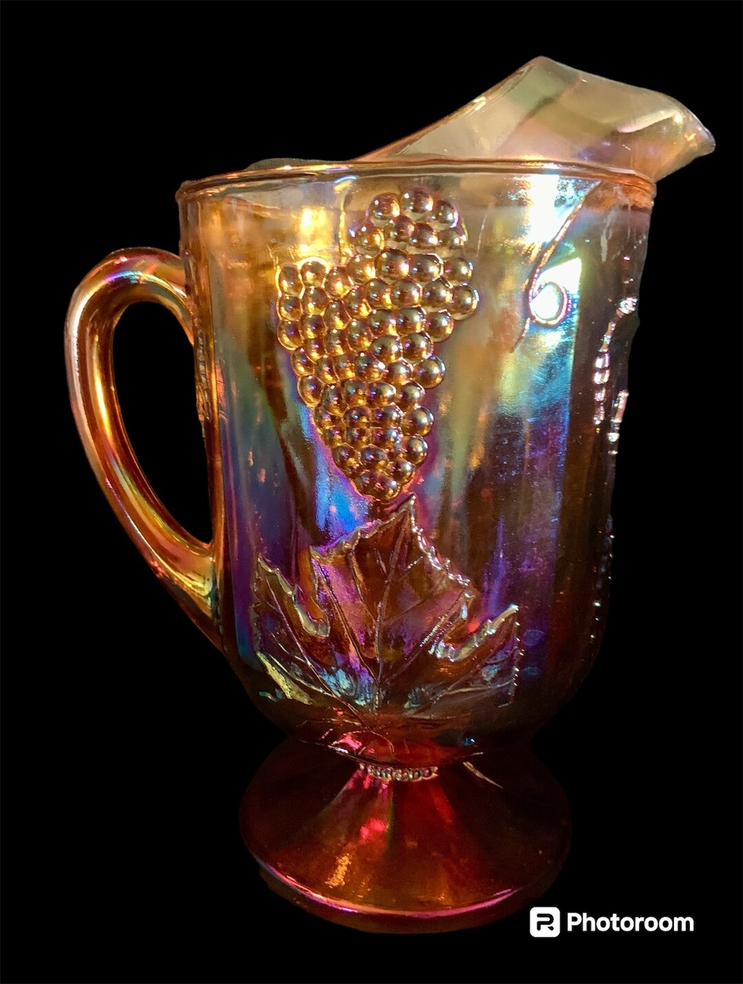 Gorgeous,marigold Carnival Glass Grape Pattern Gold Pitcher. 5.95 ...