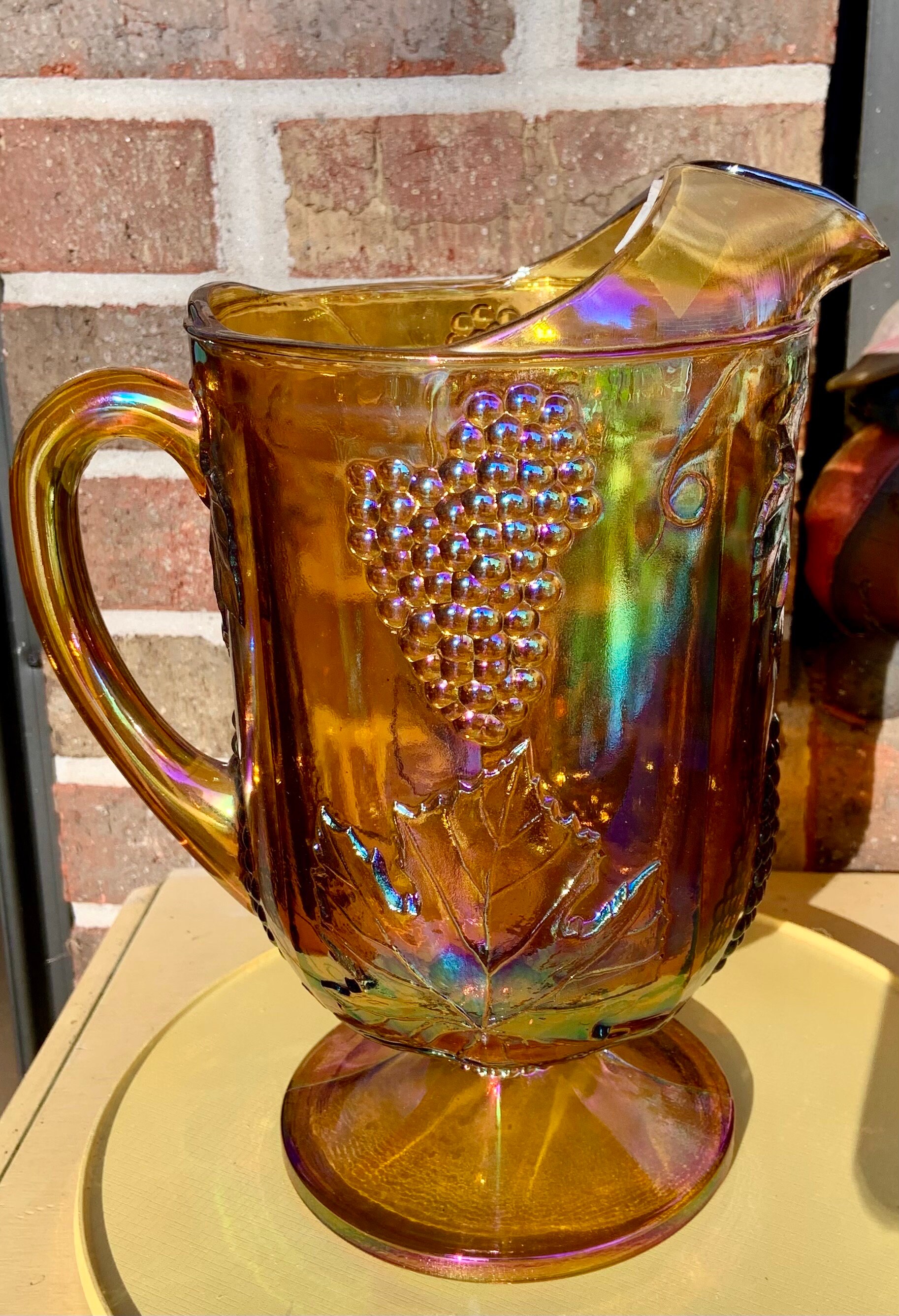 Gorgeous,marigold Carnival Glass Grape Pattern Gold Pitcher. 5.95 ...