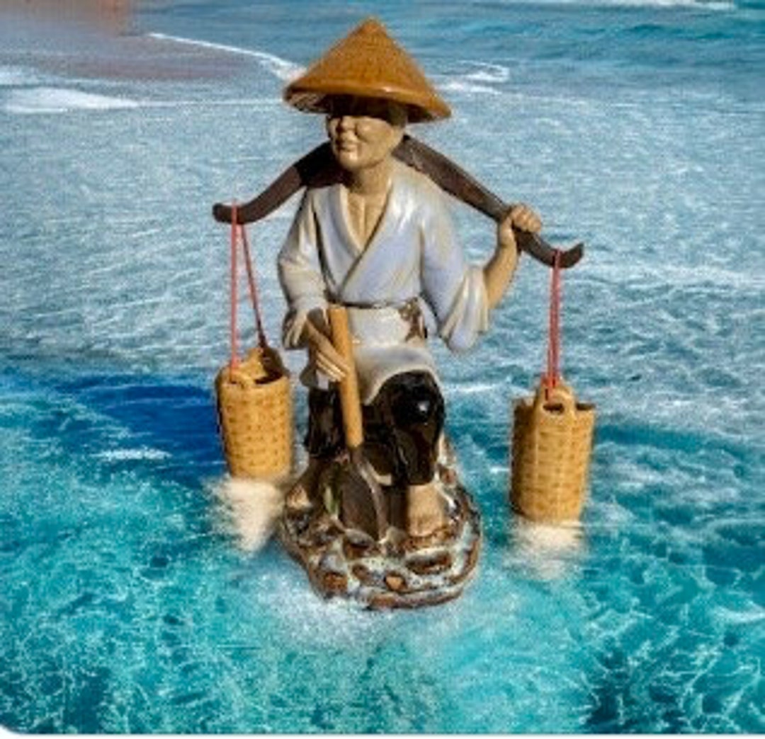 Rare Vintage Chinese Mudman Water 2 Bucket Figurine Large - Etsy