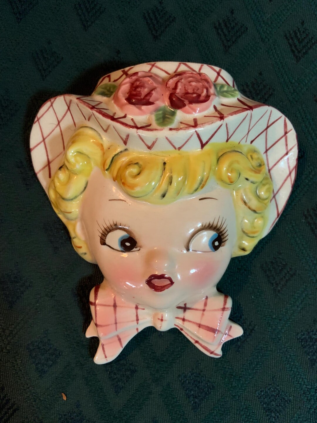 Vintage 1950s LEFTON Miss Dainty Wall Pocket Doll Bonnet 5.95 Shipping ...