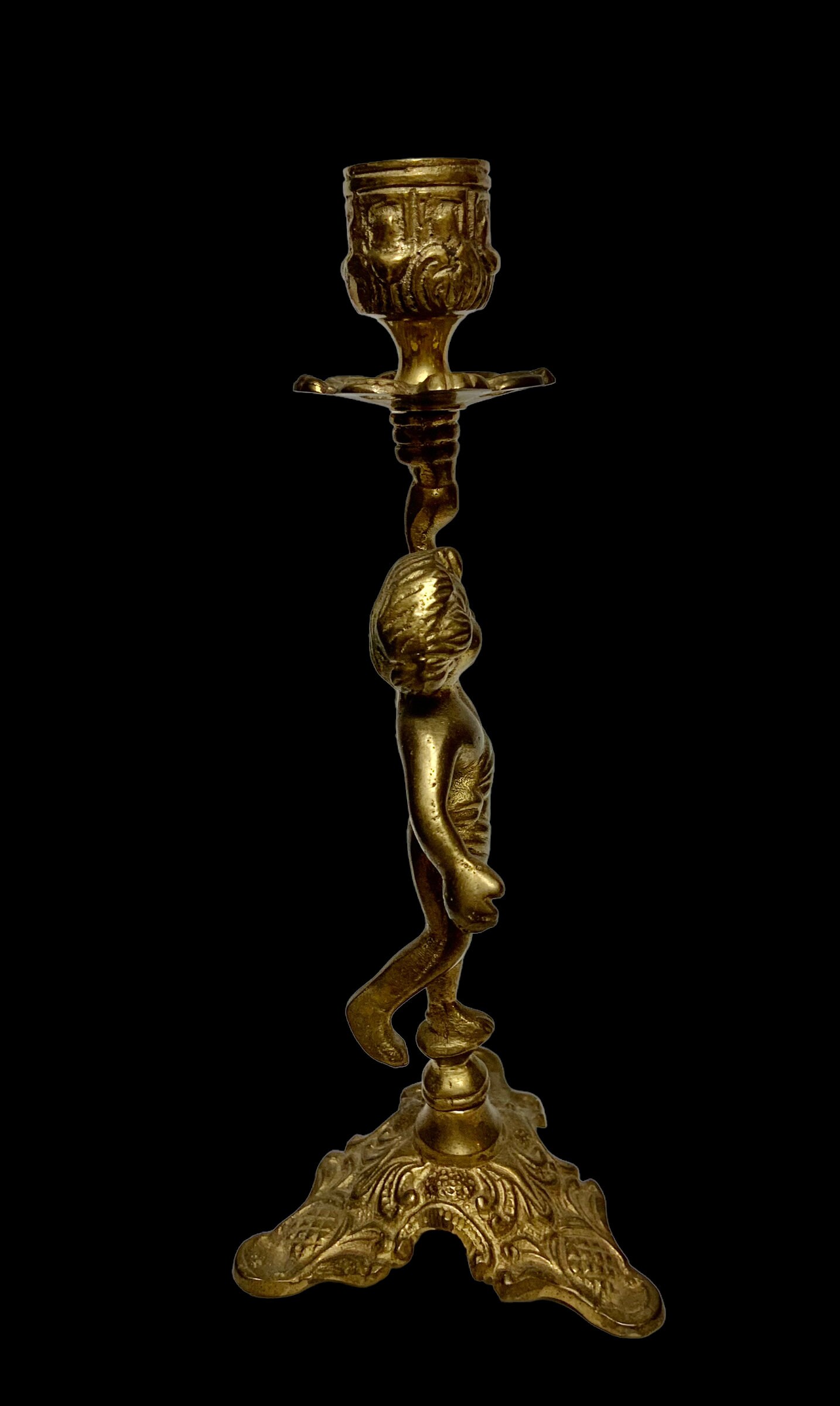 Cherub Vintage Brass Candlestick Cupid Boy Figure - Etsy