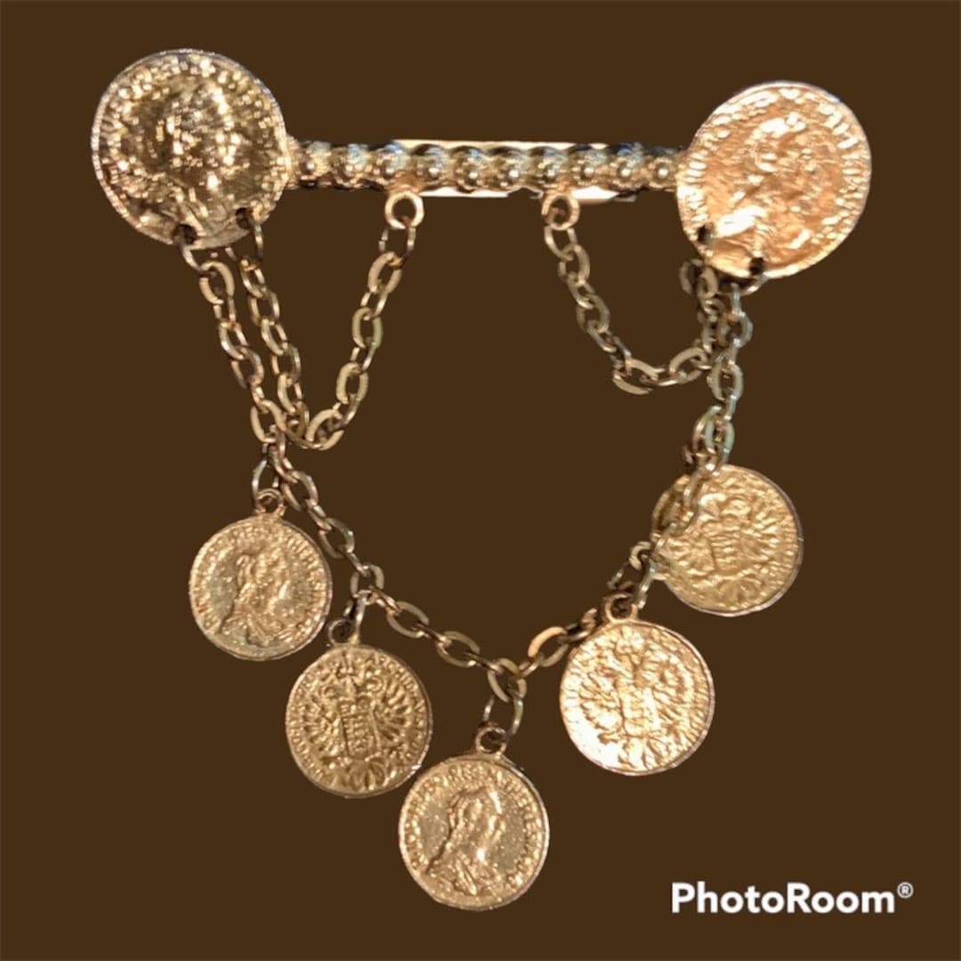 Vintage Unmarked Coin Gold Tone Tie Pin Brooch - Etsy