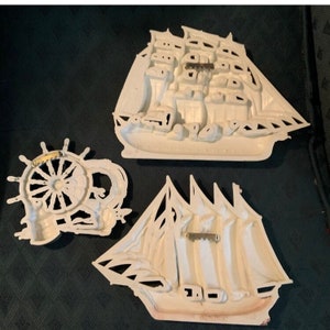 Nautical Wall Tall Ship Plaques, Burwood Vintage - Etsy