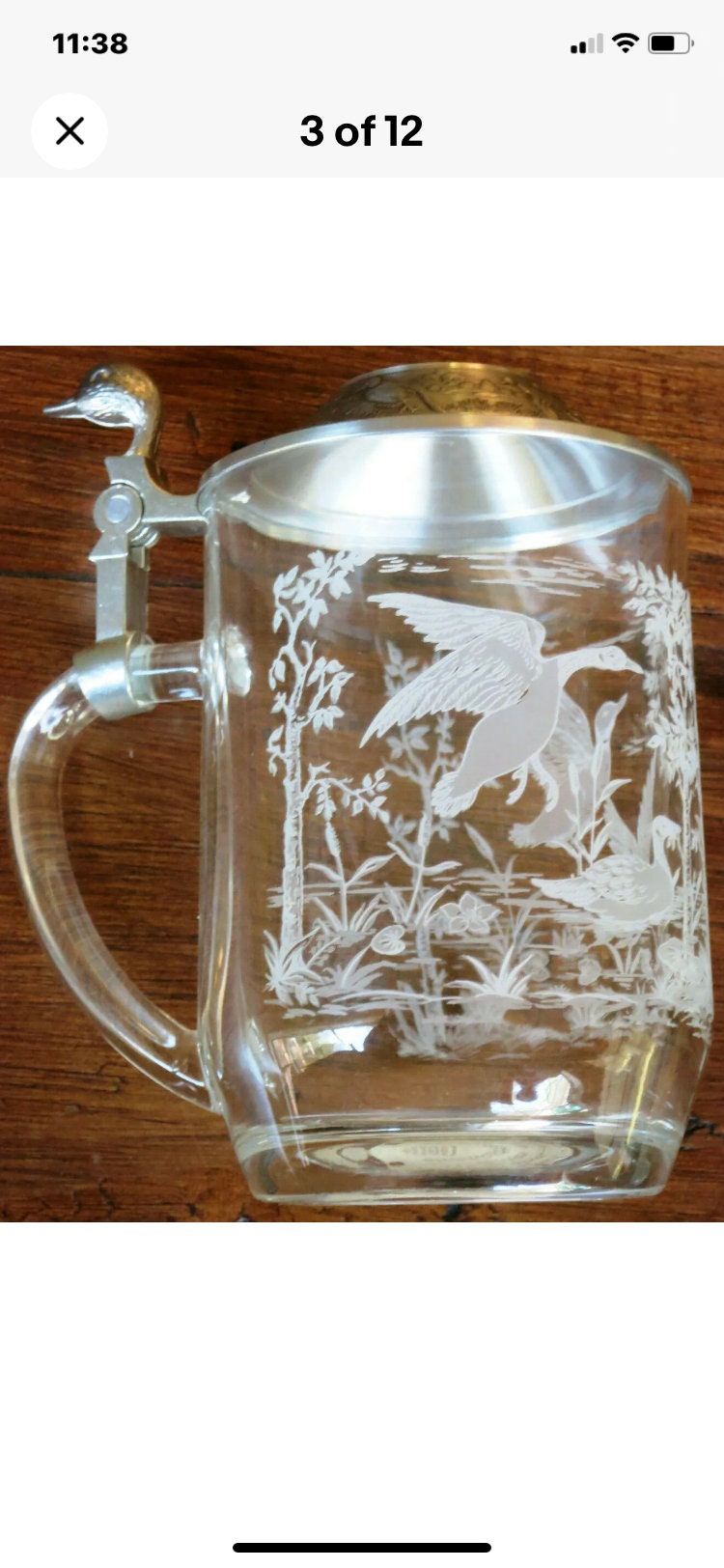 Crystal Etched Beer Stein Made in France With Pewter Lid Made - Etsy