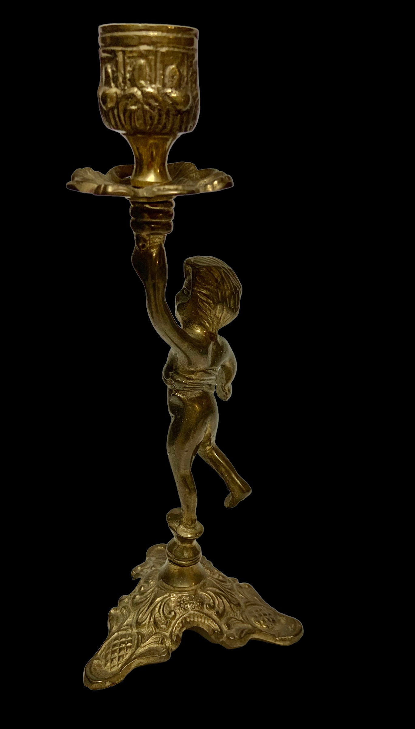 Cherub Vintage Brass Candlestick Cupid Boy Figure - Etsy