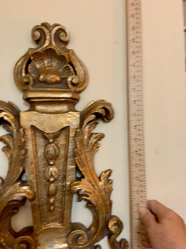 Hollywood Regency Syroco ? Large Gold Wall Shelf Church Holy Water - Etsy