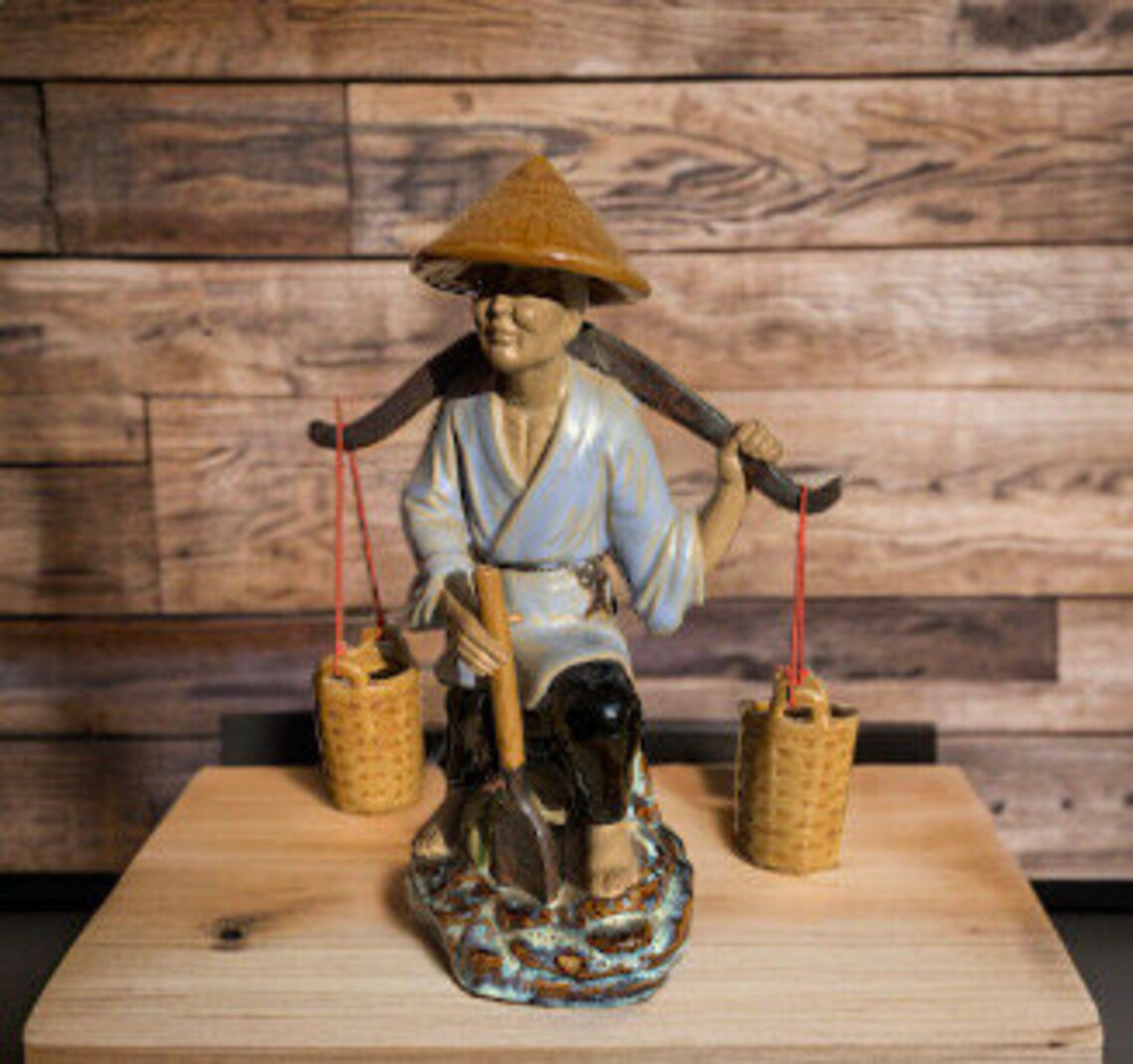 Rare Vintage Chinese Mudman Water 2 Bucket Figurine Large - Etsy