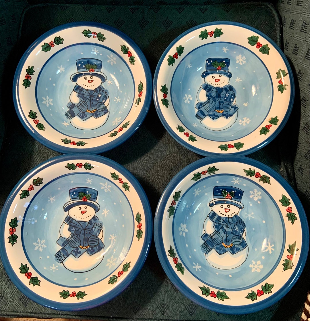Set of Four Darling Snowman Bowls by Libbey Winter - Etsy