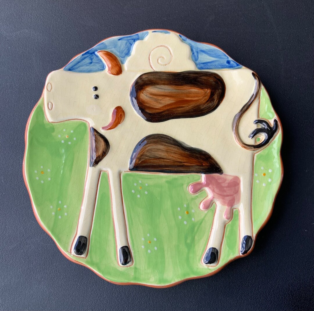 Molde Pottery Cow Folk Art Plate Portugal Wall Decor 5.95 Shipping - Etsy