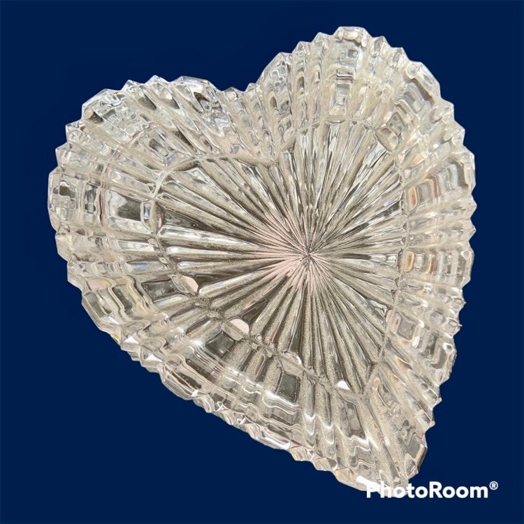 Genuine Hand Cut Lead Crystal Heart Shaped Trinket Dish Poland Large - Etsy