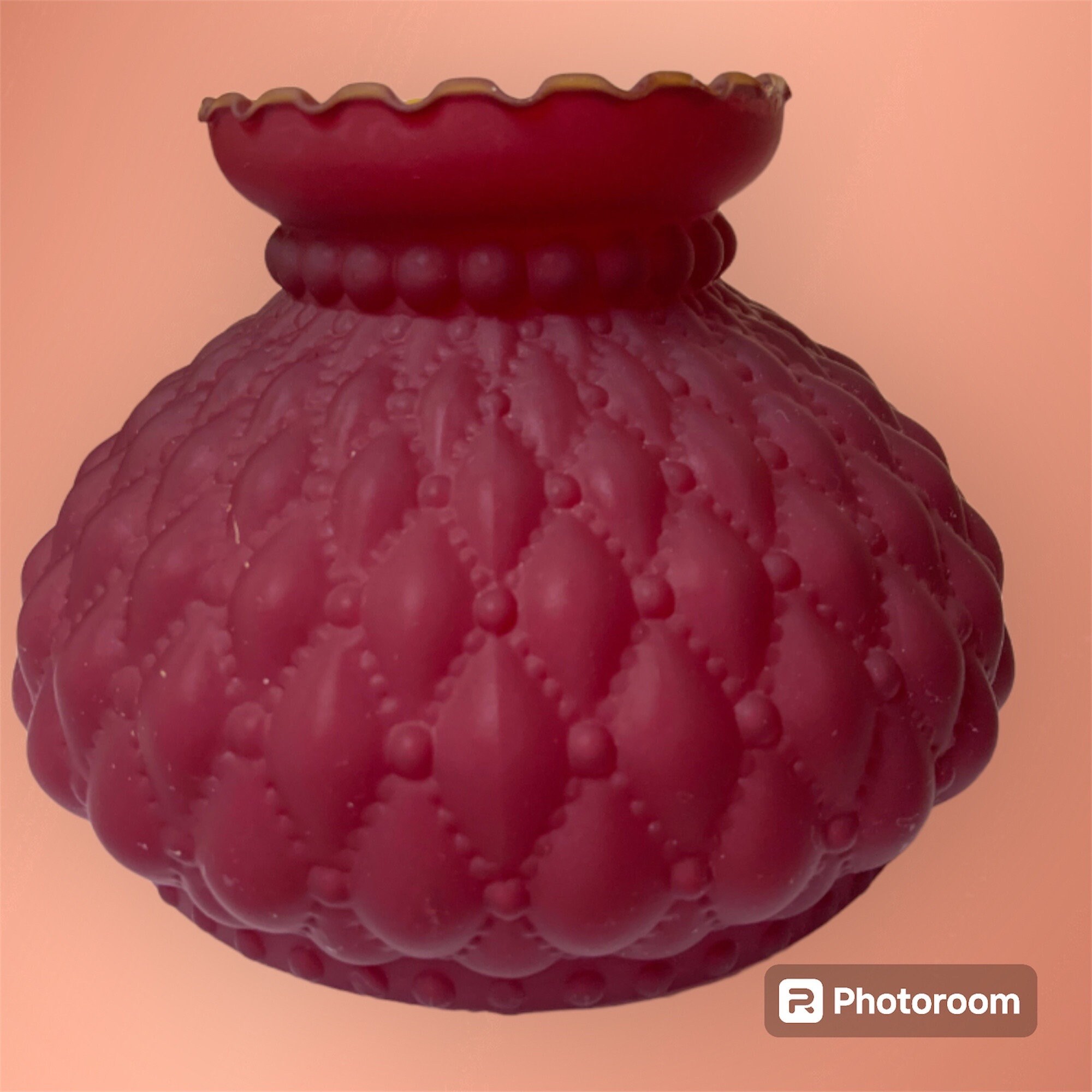 Vintage Ruby Red Satin Glass Lamp Light Shade Diamond Quilted - Etsy