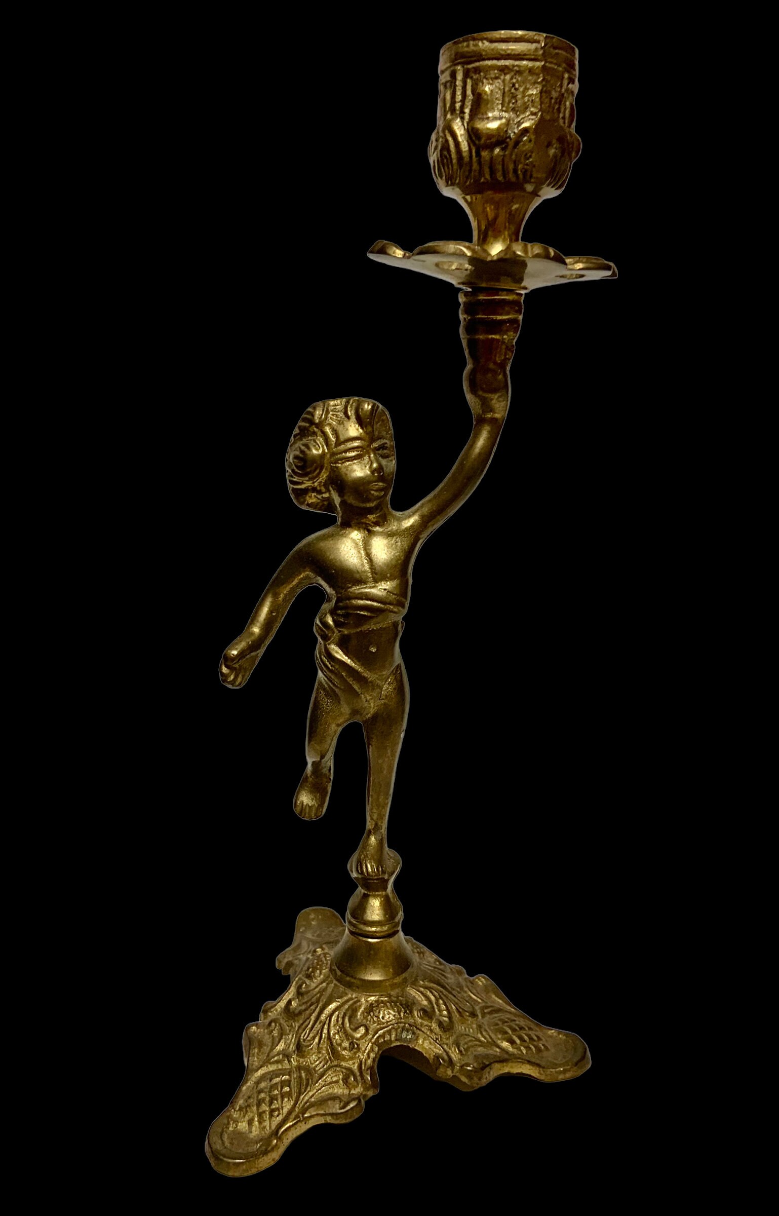 Cherub Vintage Brass Candlestick Cupid Boy Figure - Etsy