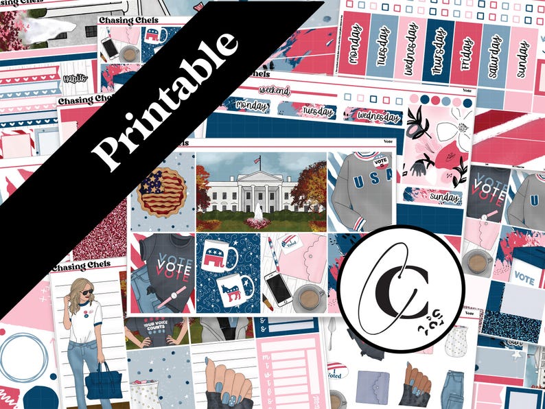 PRINTABLE Vote - Election Planner Sticker Kit for Weekly Vertical ...